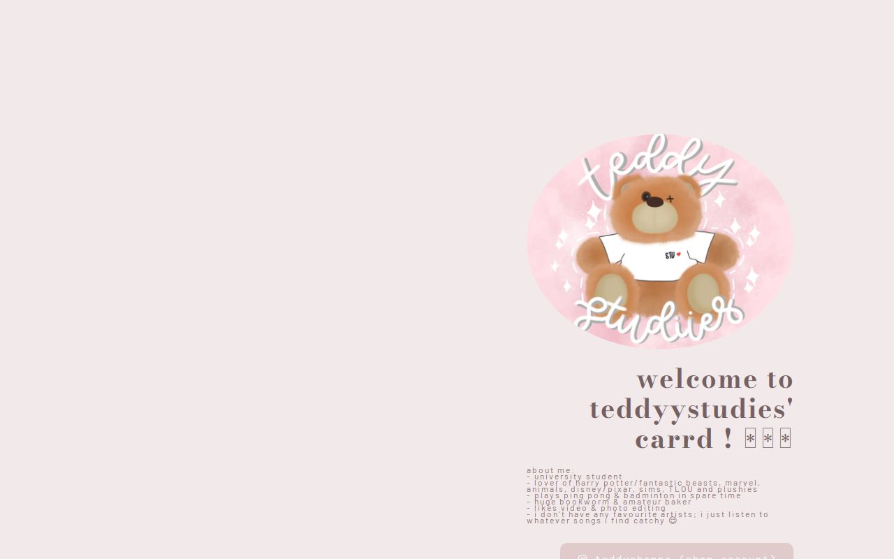 teddyystudies' carrd